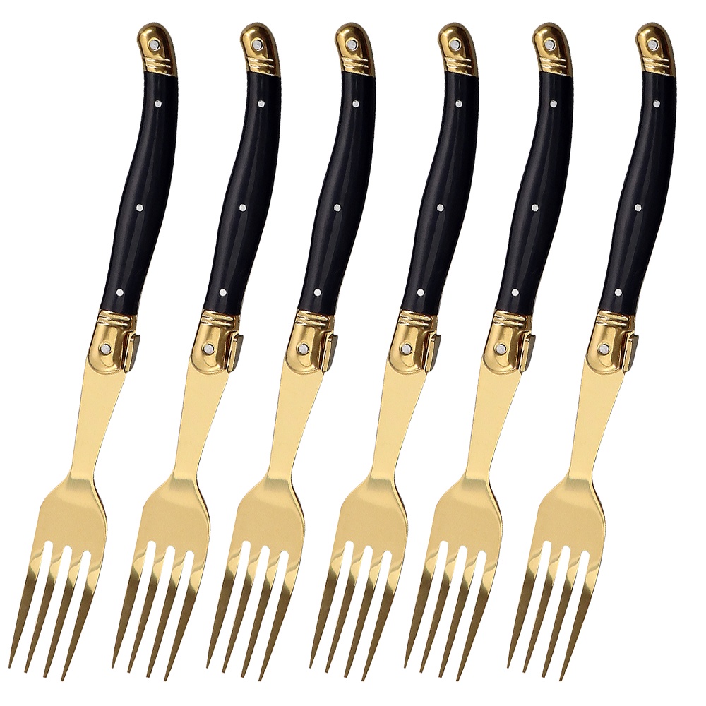 Jual 6Pcs Golden Silverware Laguiole Cutlery Set Stainless Steel Luxury ...