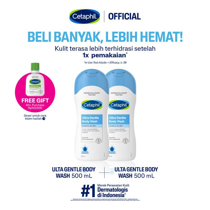 Jual Cetaphil Ultra Gentle Body Wash 500ml Twin Pack | Shopee Indonesia
