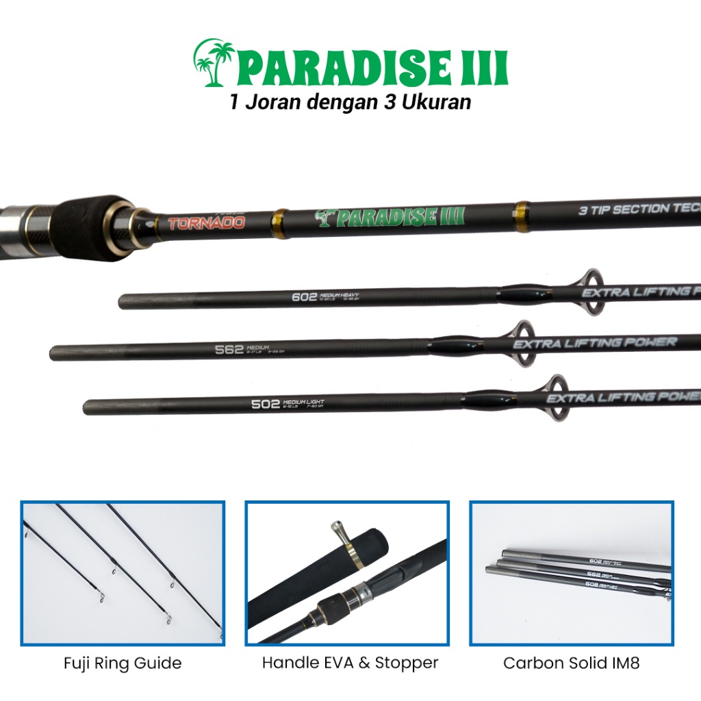 Jual Joran Pancing Paradise III 3 Ukuran Top Section 150cm 165cm 180cm ...