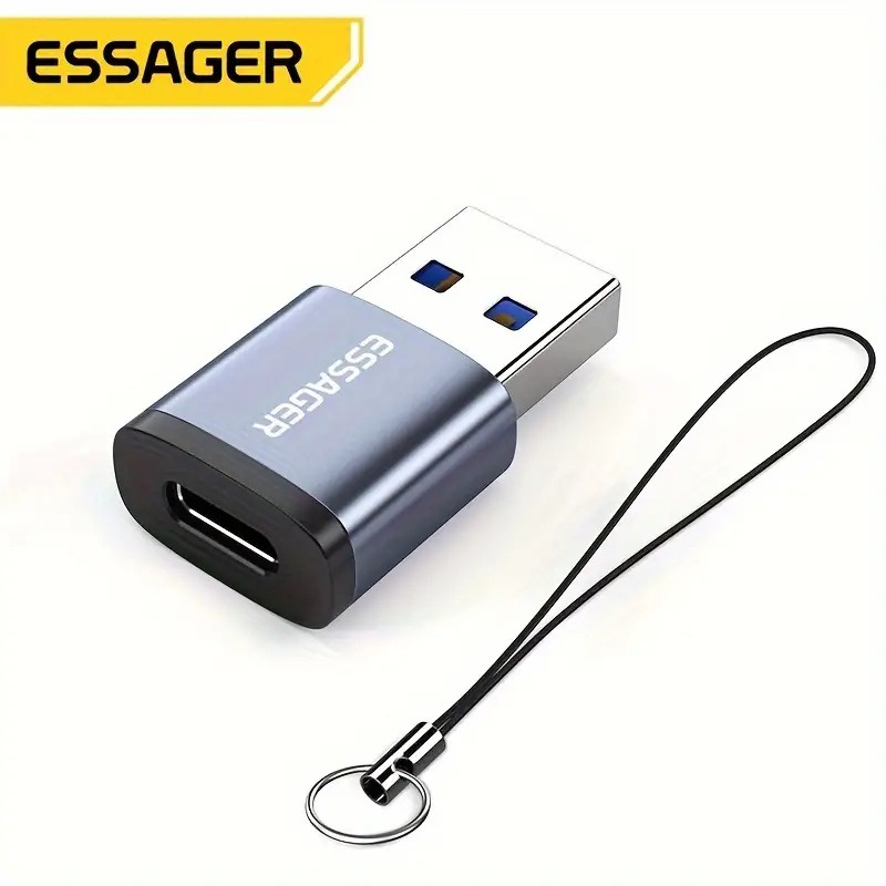 Jual ESSAGER OTG Type C to USB A 3.0 Adapter Converter Fast Charging 3A ...
