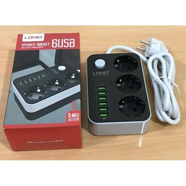 Jual JT READY STOP KONTAK LDNIO 3 POWER SOCKET 6 USB CHARGING ANTI ...