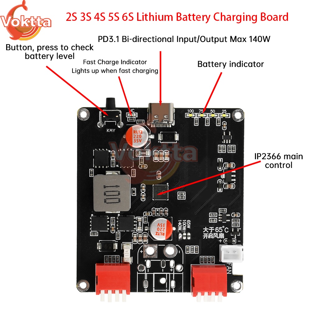 Jual 2S 3S 4S 5S 6S Lithium Battery Charging Board IP2366 PD3.1 140W Bidirectional Fast Charging ...