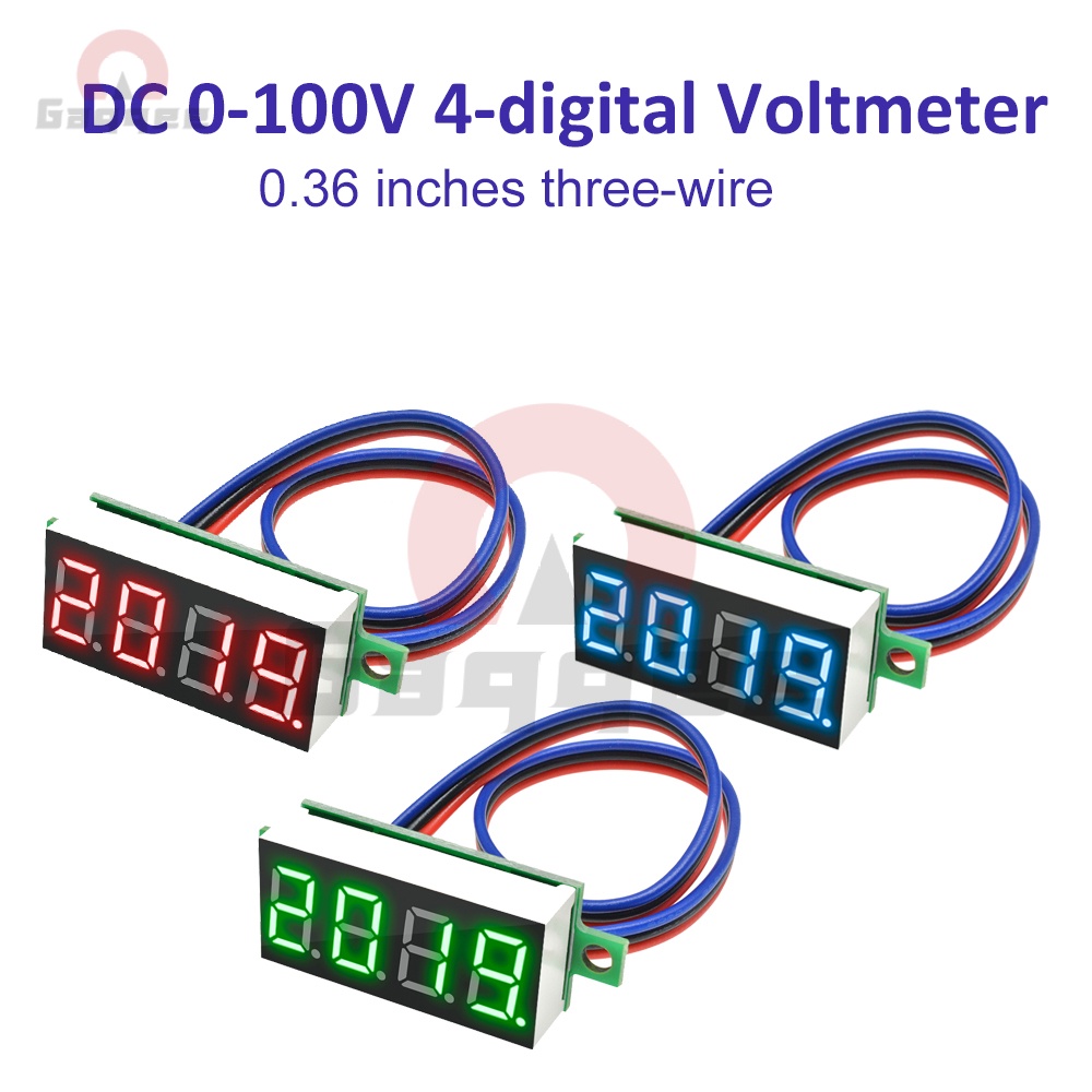 Jual DC 0-100V LED Voltmeter 4-Digit Digital Voltage Meter 0.36 Inches ...