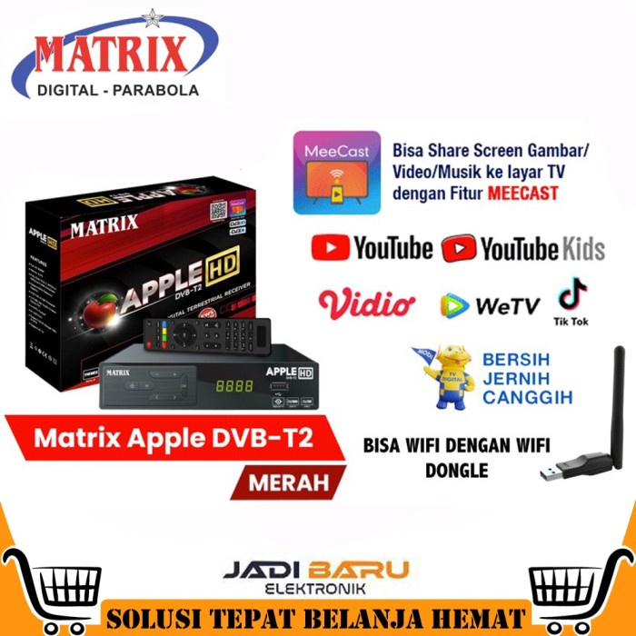 Jual Kabelmart - Matrix Apple Merah Set Top Box Dvb T2 Siaran Digital - Merah | Shopee Indonesia