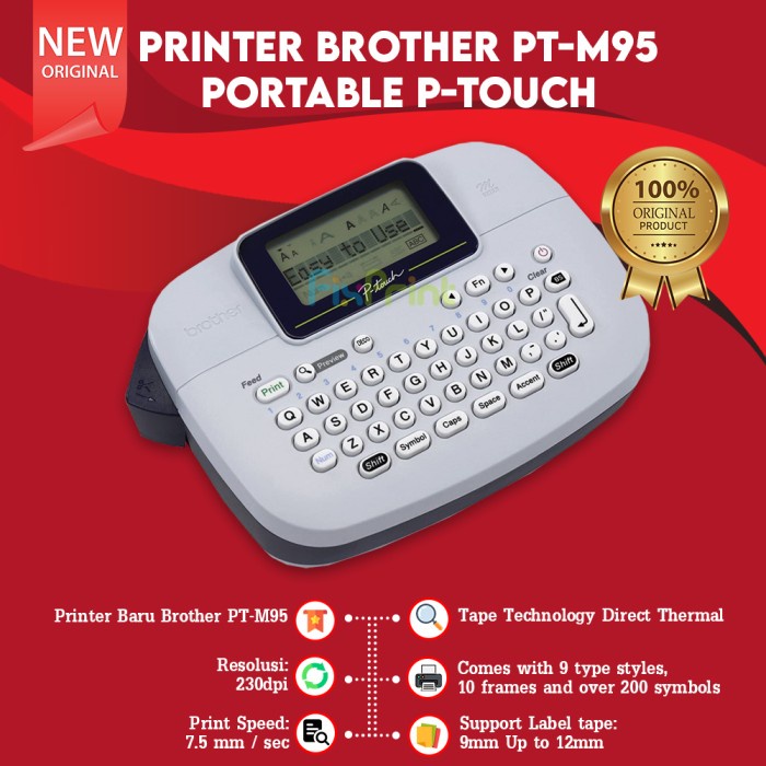 Jual Ready Brother Label Printer PT-M95 Handy Label Maker Seri M-Tape ...