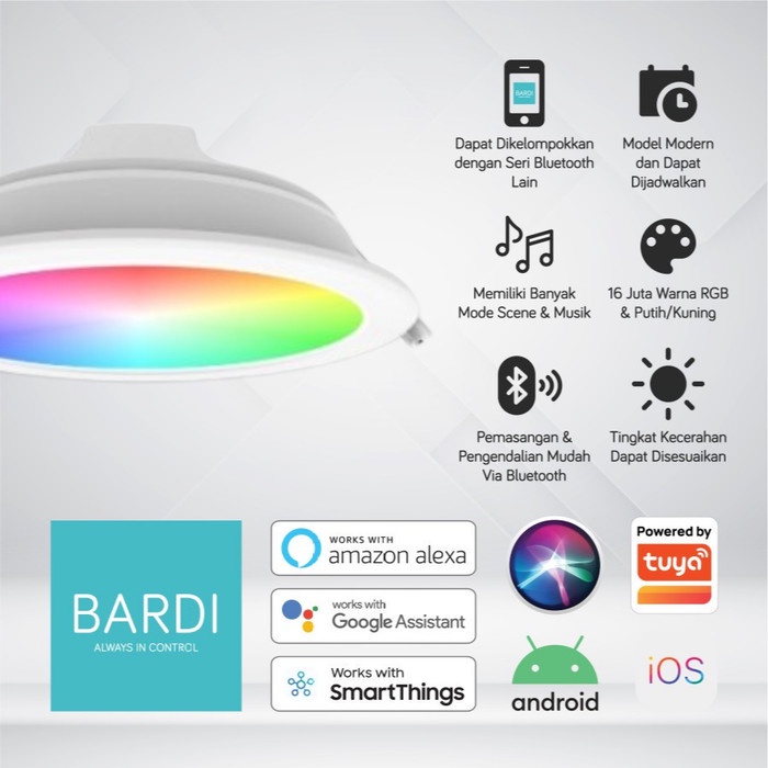 Jual BARDI Smart Beacon Panel Downlight 8W 14W BT LIGHT RGBWW Bluetooth ...