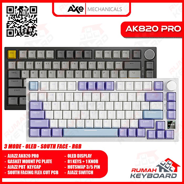 Jual MECHANICAL KEYBOARD - AJAZZ AK820 PRO - 75% - OLED - GASKET - SOUTH -JuaraNyaProduct ...