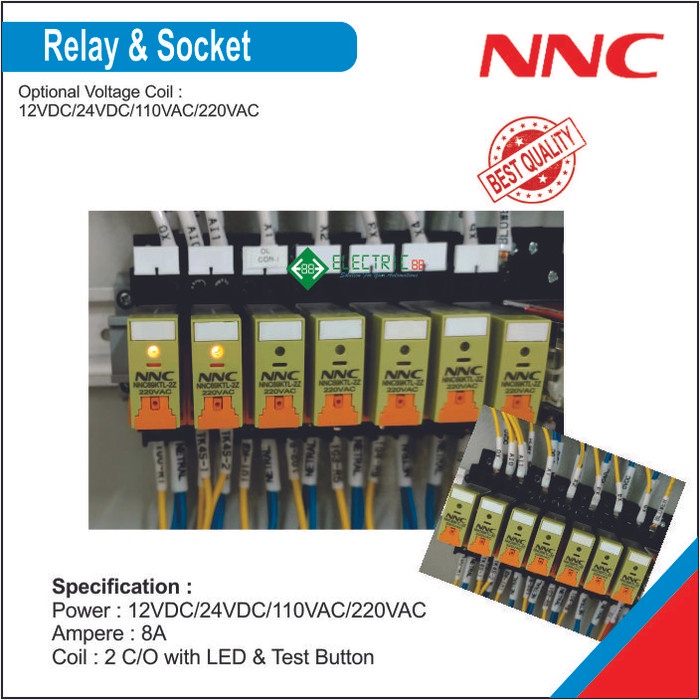 Jual NNC RELAY SLIM 24VDC, 220VAC WITH LED AND TEST BUTTON 8A | Shopee ...