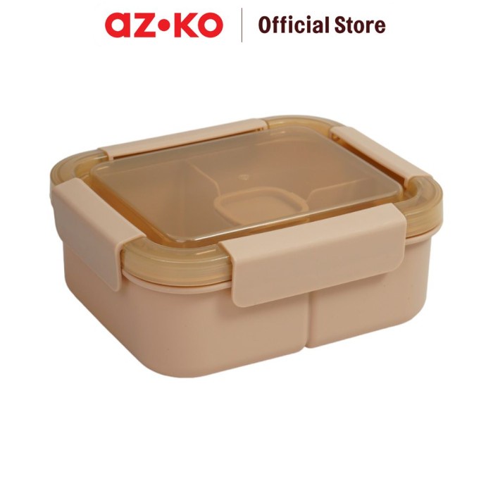 Jual PREMIUM AZKO Ataru 1.3 ltr Kotak Makan 3 Sekat Square - Krem Lunch Box Food Grade Food Box ...