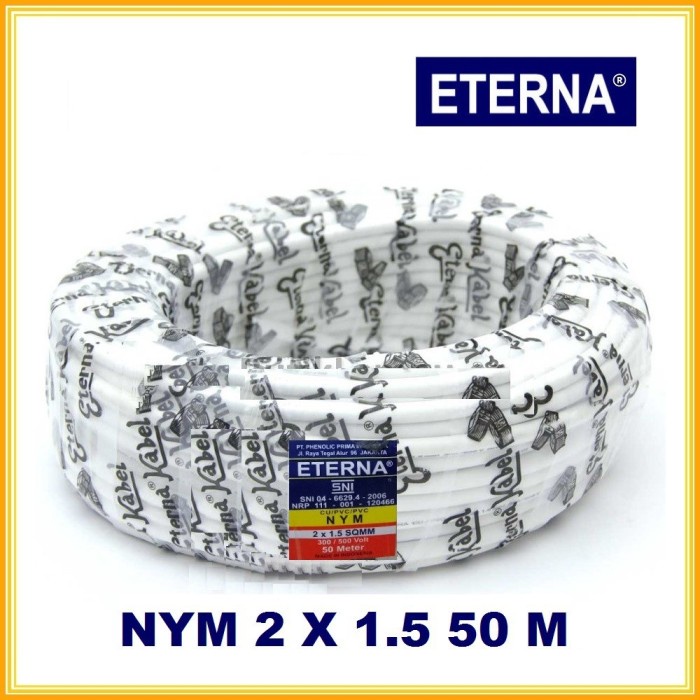 Jual Kabel Listrik Eterna NYM 2x1.5 panjang 50 meter 2 x 1,5 SNI dan LMK | Shopee Indonesia