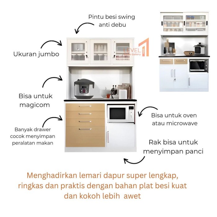 Jual EKSLUSIF Kitchen Cabinet Kitchen Set Lemari Rak Dapur dengan Lampu ...