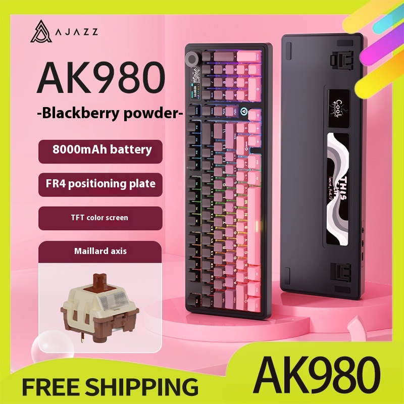 Jual Ajazz Ak980 Mechanical Keyboard Multifunctional Knob Customize ...