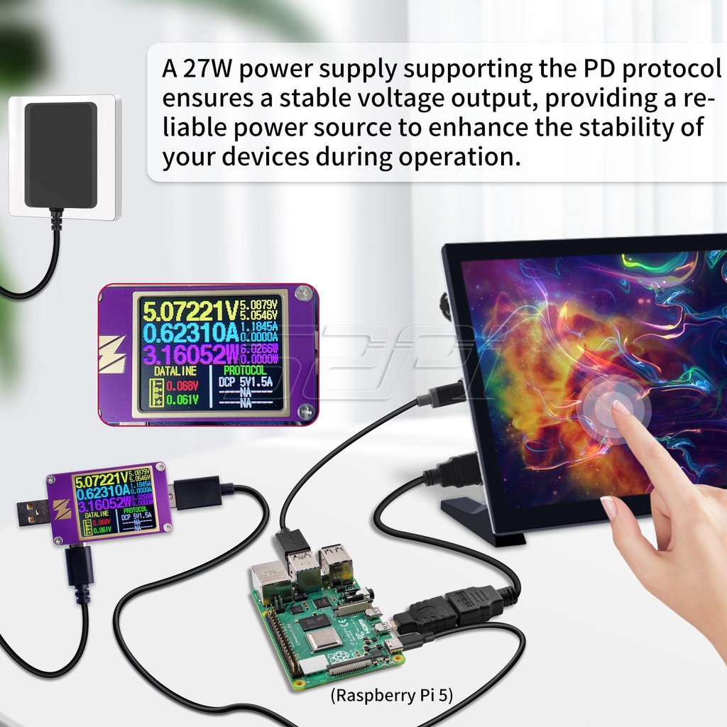 Jual MONEYRAIN 52Pi Raspberry Pi5 5V 5A Power Supply Adapter AC/DC 27W ...