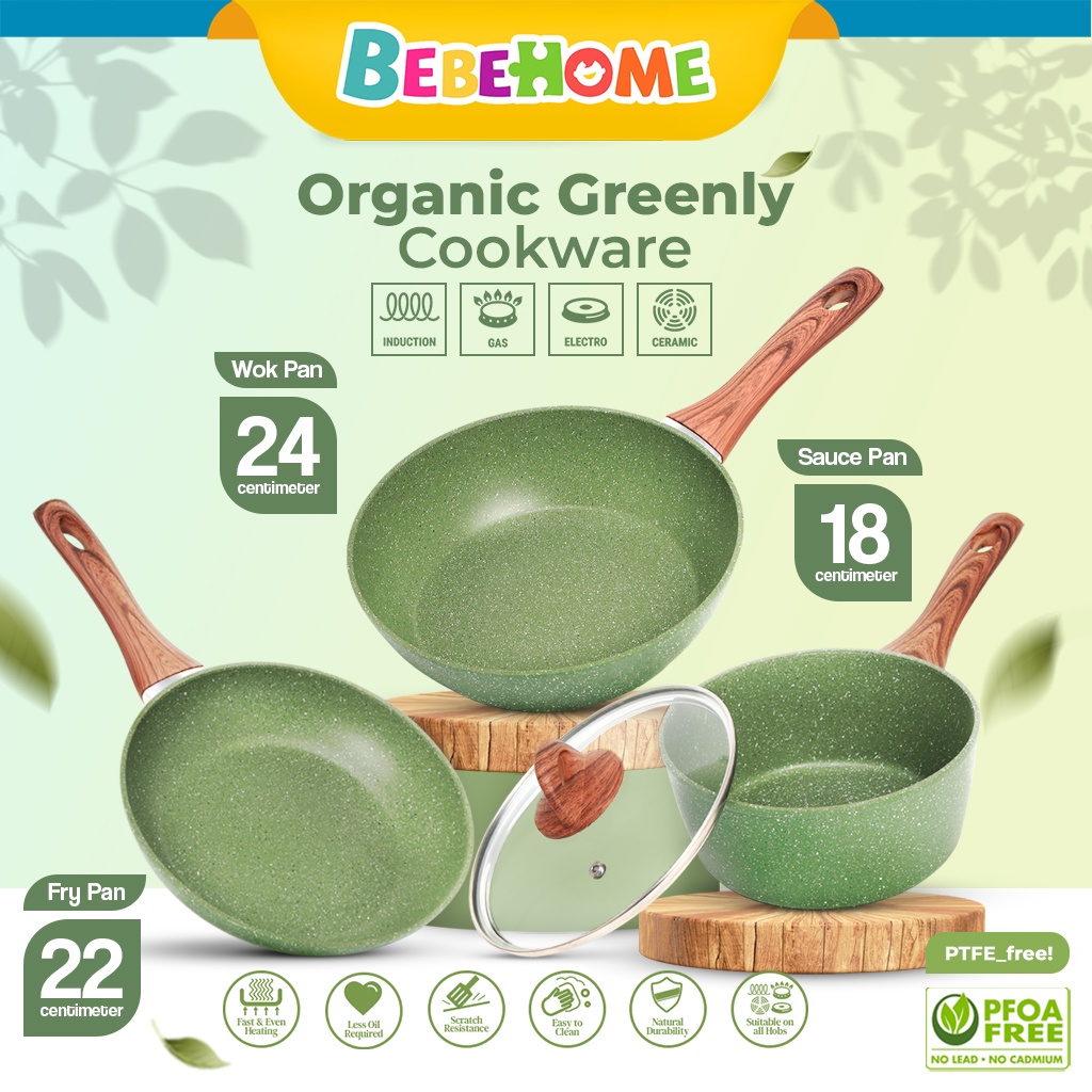 Jual BARU TIFALE BY BEBEHOME 3IN1 ORGANIC GREENLY COOKWARE MARBLE COATEDANTI LENGKET HANDLE ...