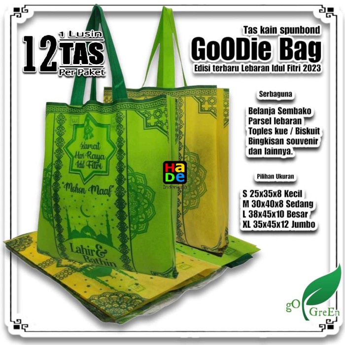 Jual New 1 Lusinan isi 12 Tas KAIN Spunbond Goodie bag Tulisan Selamat Hari Raya Lebaran Idul ...