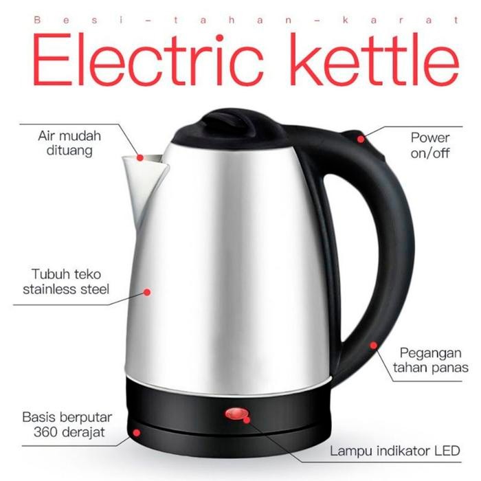 Jual Teko Listrik 2 Liter Stainless Steel - Termos Pemanas Air Kettle ...