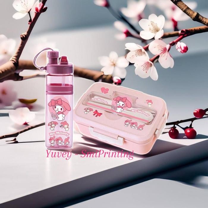 Jual ID SET KOTAK MAKAN + BOTOL MINUM SANRIO / LUNCH BOX SET KUROMI CINNAMOROLL MY MELODY ...