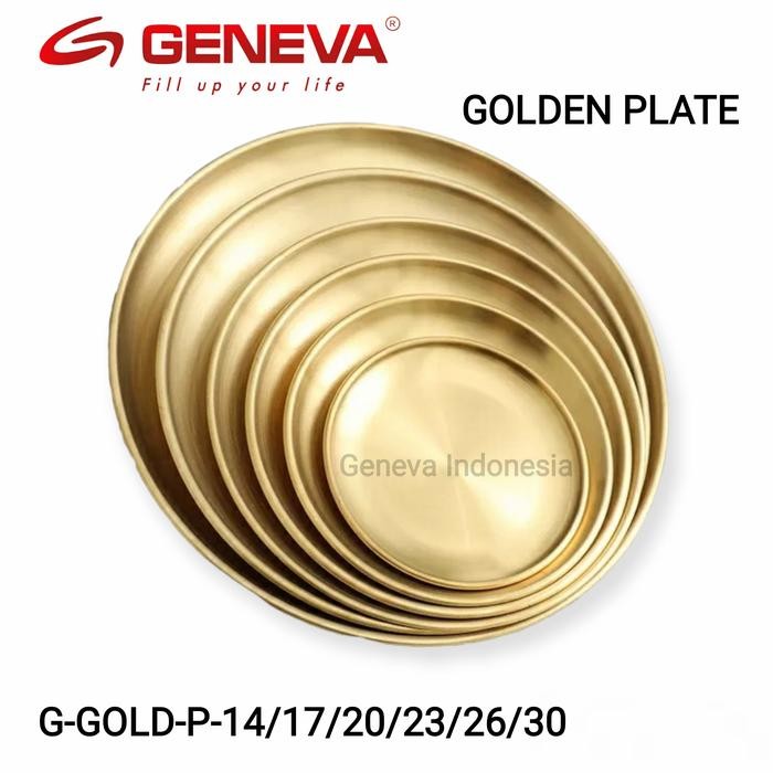 Jual BnYkPilih- Piring Makan Bulat Stainless Steel Emas Korean Round ...