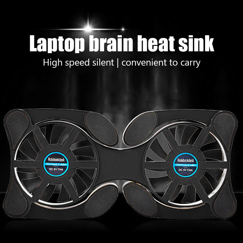 Jual Foldable Laptop Coolling Base USB Dual Fan Radiator Mute Cooling ...