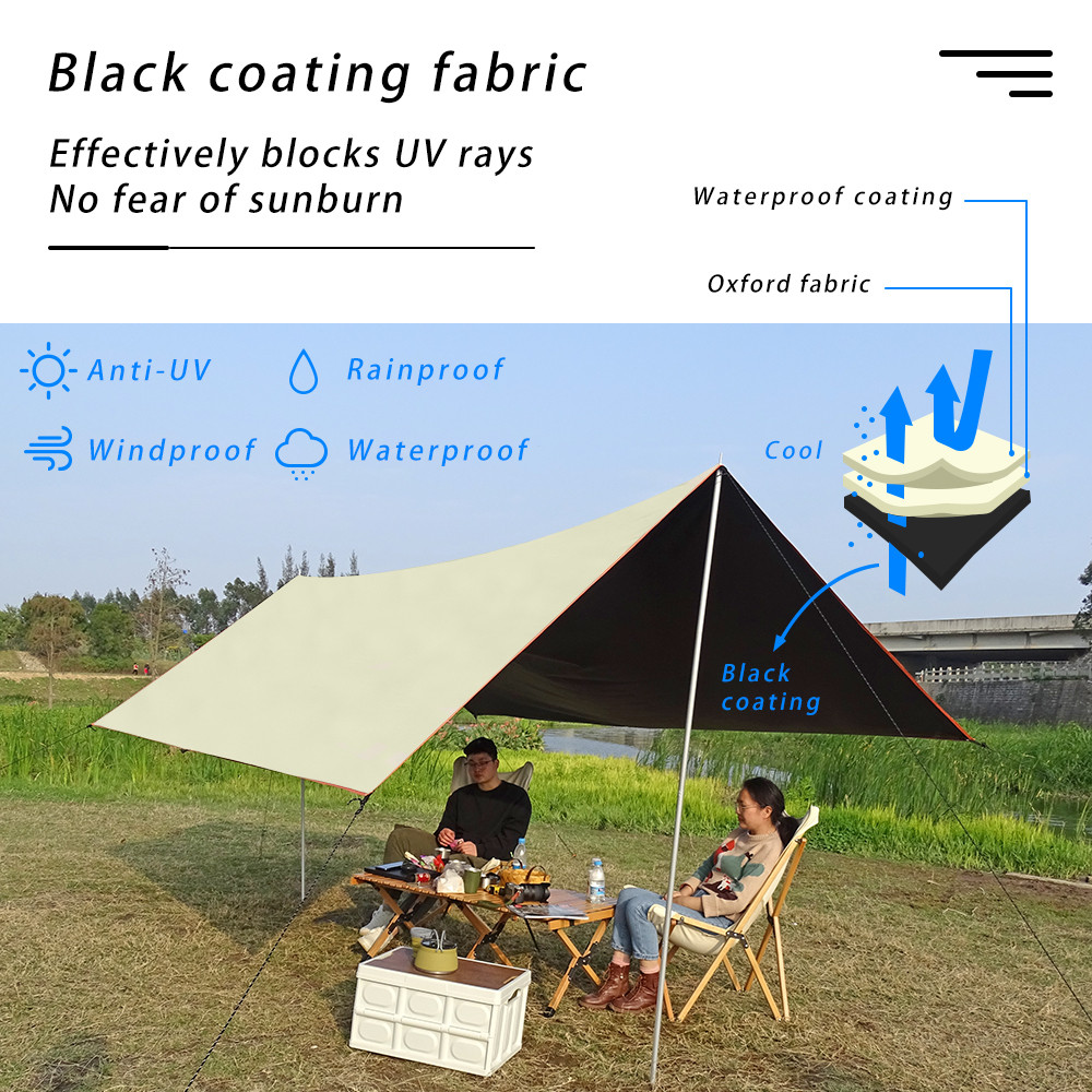 Jual 3x3 3x4 Black Coating Tarp Camping UV50 Black Coated Flysheet ...