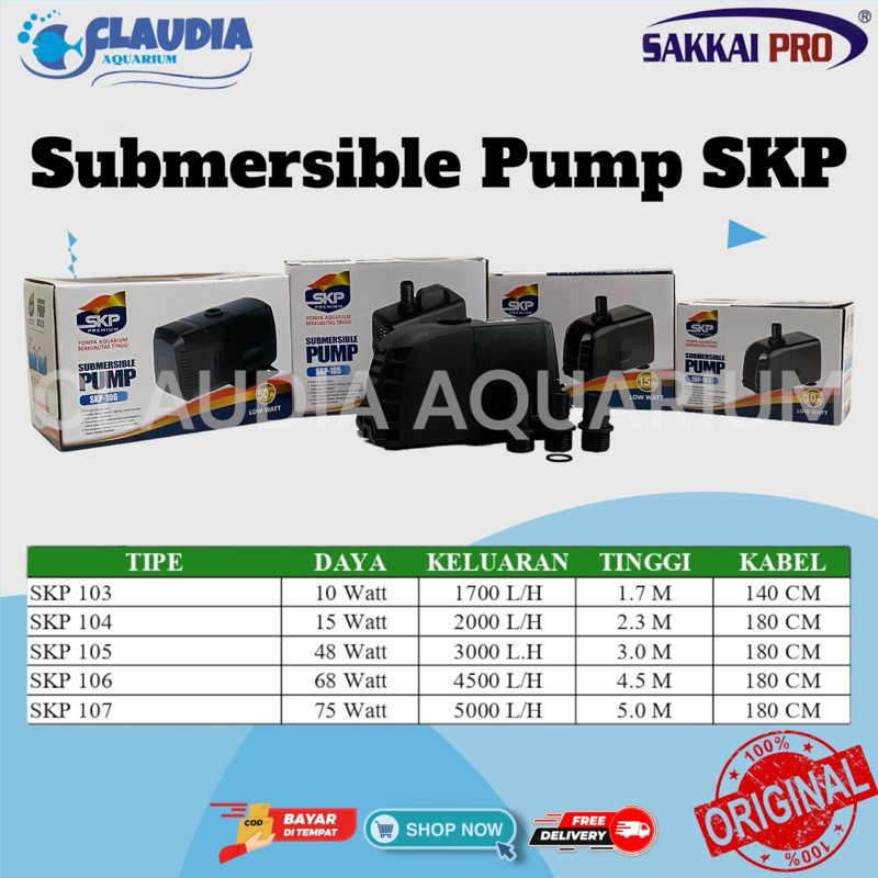 Jual Pompa Celup Submersible Pump SAKKAI PRO PUM 103 104 105 106 rium Kolam HOPONIK SAKKAI PRO ...