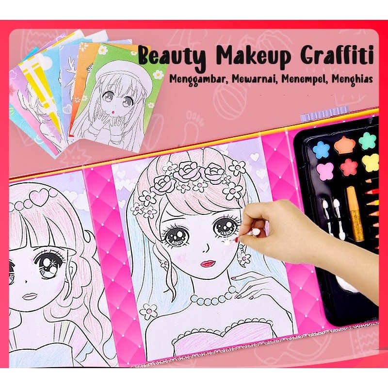 Jual Mainan Anak Menggambar Mewarnai Makeup Gambar Makeup Art Book ...