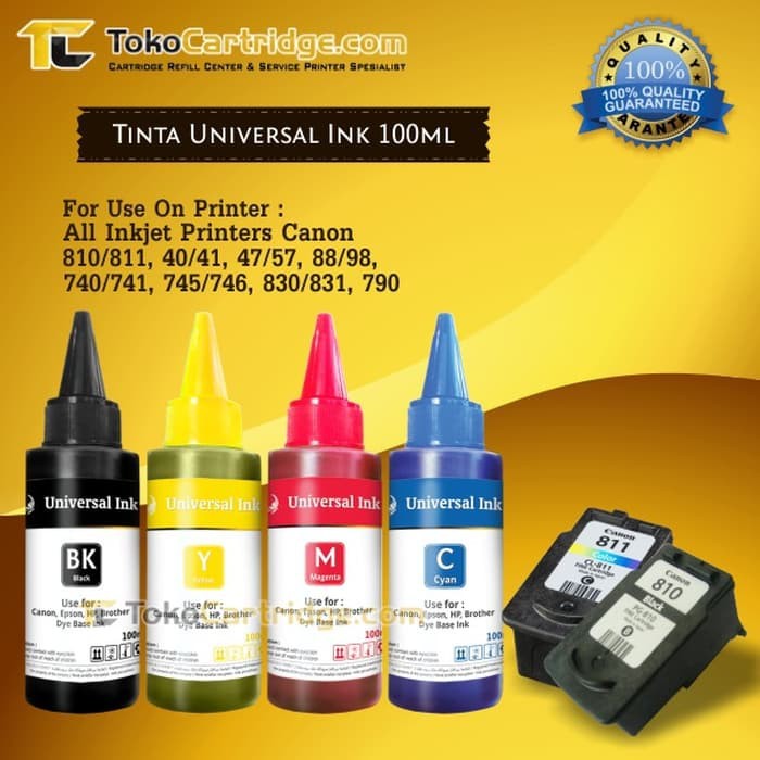 Jual TINTA REFILL 100ML UNIVERSAL INK PRINTER CANON IP2770 MG2570S ...