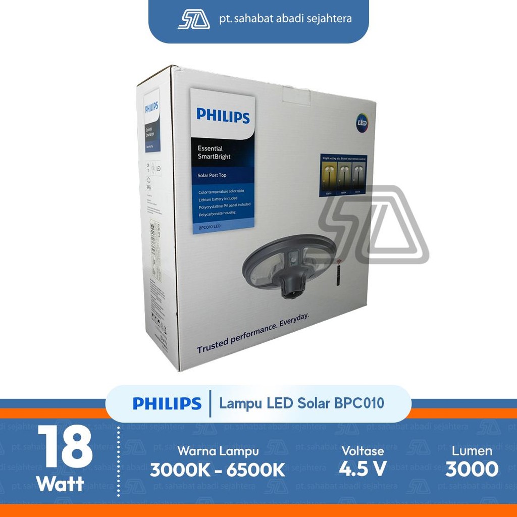 Jual Philips Lampu LED Solar BPC010 LED30 18W Solar Post Top MCT ...