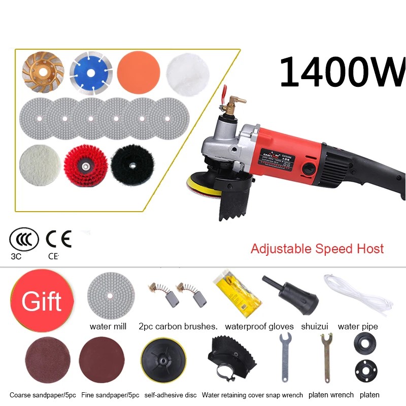 Jual 1400W Electric Polisher Marble Granite Wet Stone Polishing Machine ...