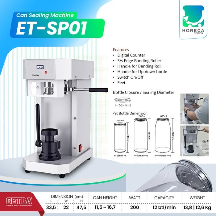 Jual GETRA Can Sealing Machine ET-SP01 / ET SP01 / ETSP01 (Sealer ...