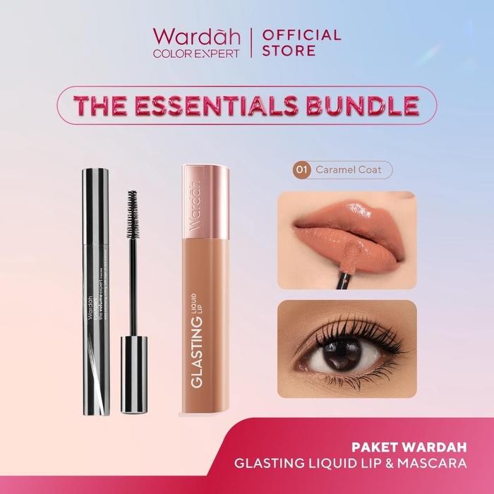 Jual [bundle] wardah paket glasting liquid lip + volume expert mascara ...
