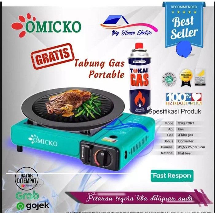 Jual Kompor Portable Paket Gas Dan Grillpan Omicko 2In1,Bsa Pilih Wrn ...