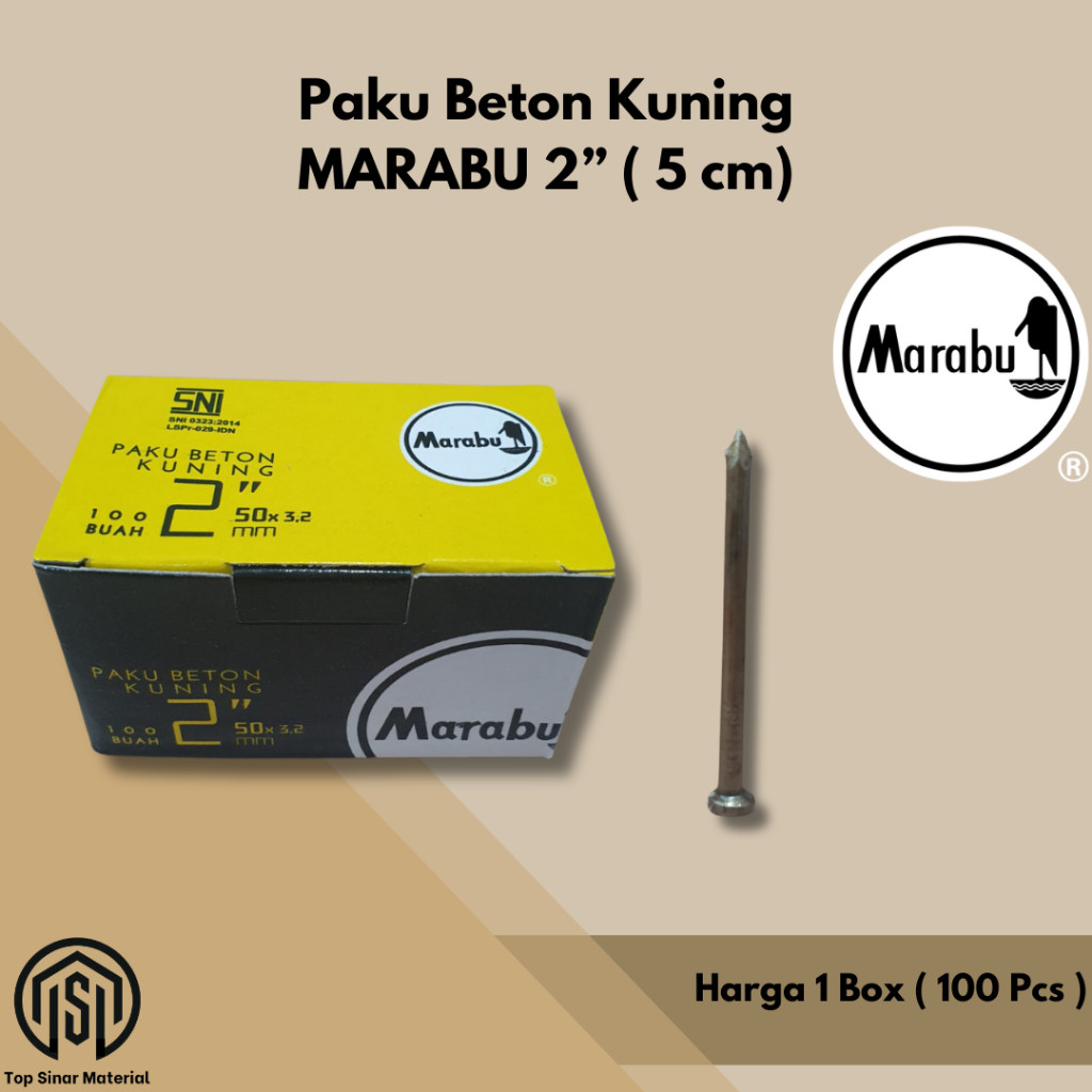 Jual (100pcs) MARABU Paku Beton 5 cm - Paku Beton Kuning 2 inch | Shopee Indonesia