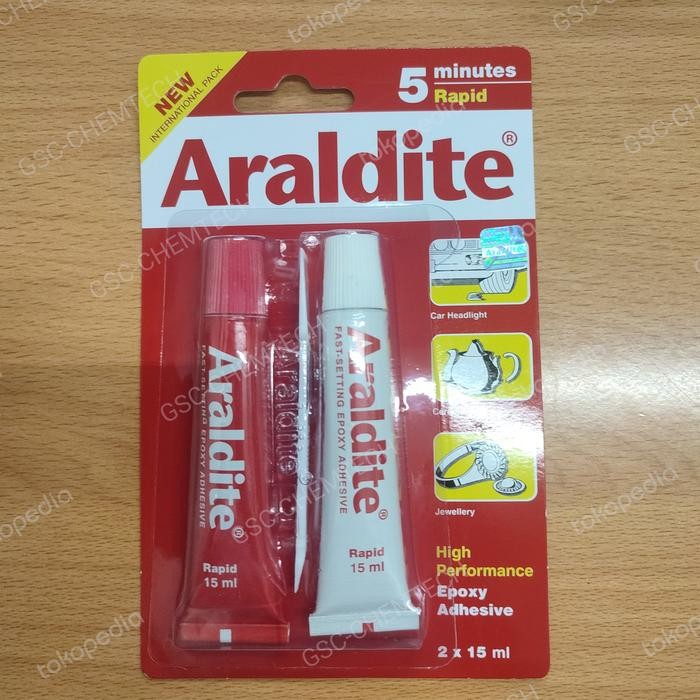 Jual Araldite Merah 5 Menit / Lem Epoxy Araldite Merah 5 Menit (2x15ml ...