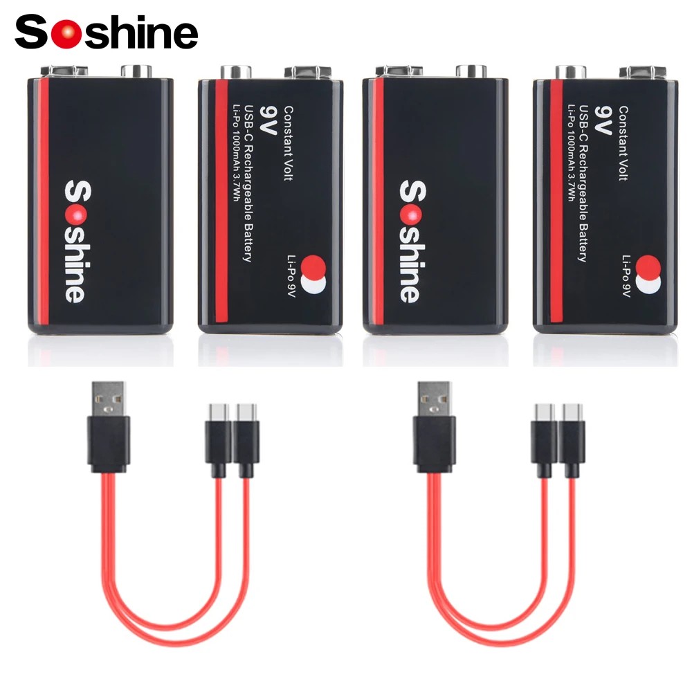 Jual BEST SELLER Soshine 9V 1000mAh USB Lithium-ion Batteries 9V 6F22 ...