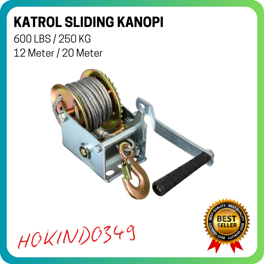 Jual Katrol Manual Sliding Kanopi 2 Arah / Hand Winch 600 LBS / 250 KG ...