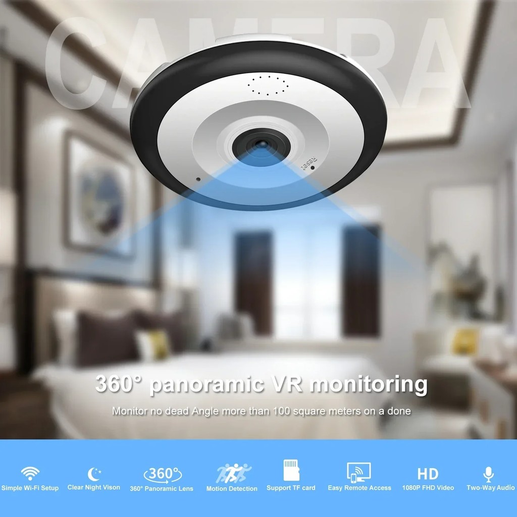 Jual V380 Pro Panoramic WIFI 360 Degree Cam HD 1080P Indoor Smart Home ...