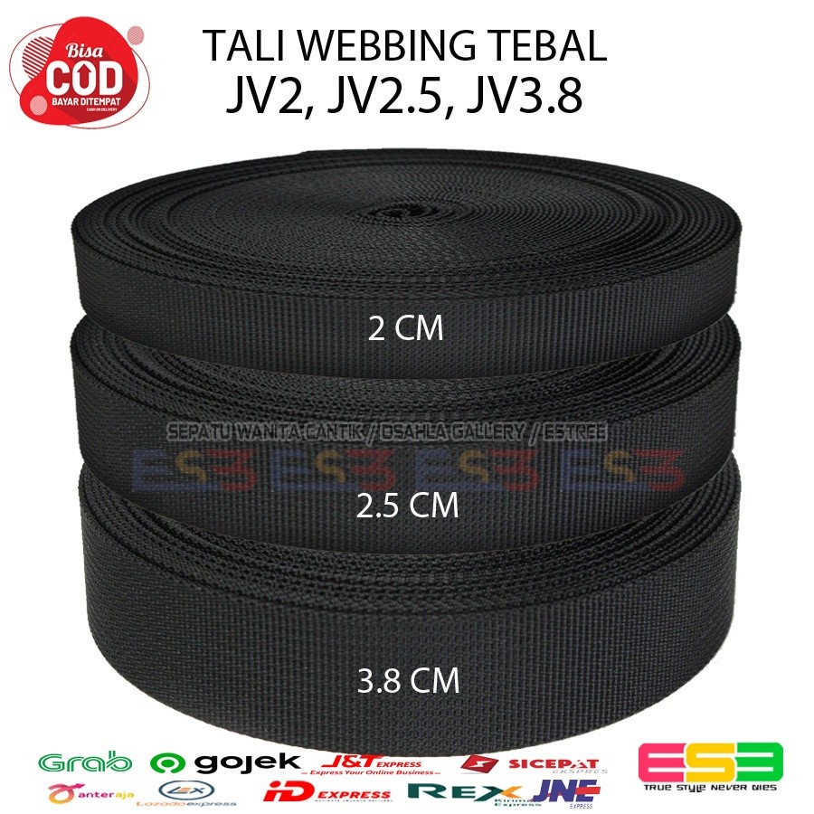 Jual Tali Webbing 2cm, 2,5cm 3,8cm Tebal Tabular Hammock Tas Nylon Tali ...
