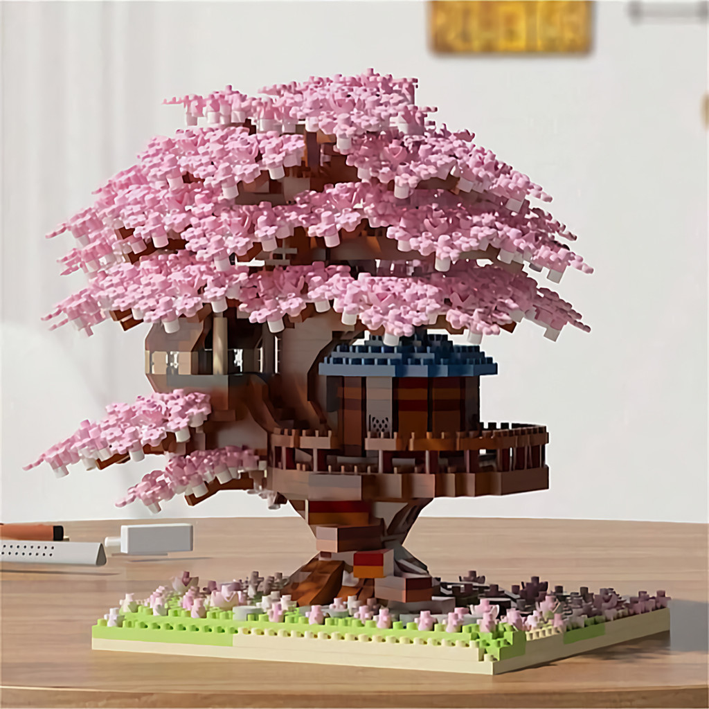 Jual Mini Sakura Tree Building Blocks Set Diy Cherry Blossom Bricks ...