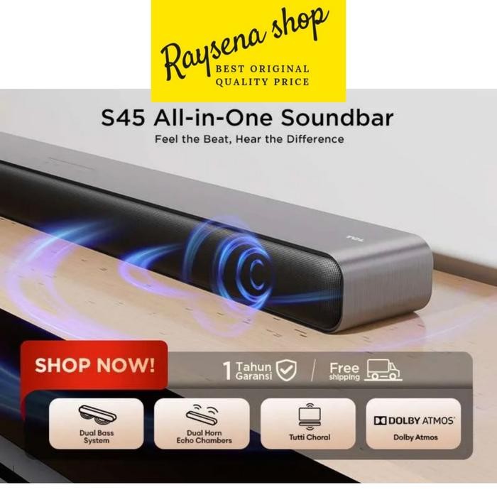 Jual Tcl S45H Single Soundbar 2.0 Dolby Atmos Dts | Shopee Indonesia
