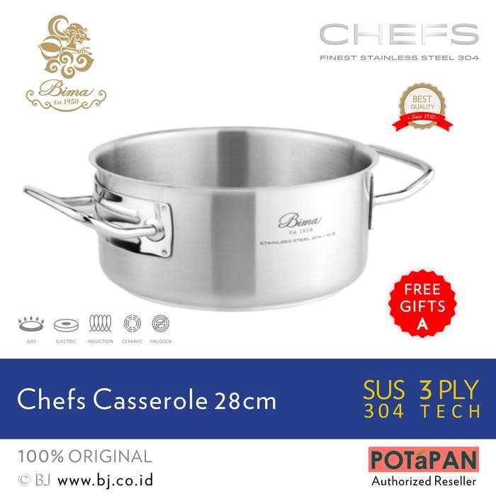 Jual PANCI BIMA CHEFS CASSEROLE D28CM X T12CM SUS 304 3PLY + FREE GIFT ...