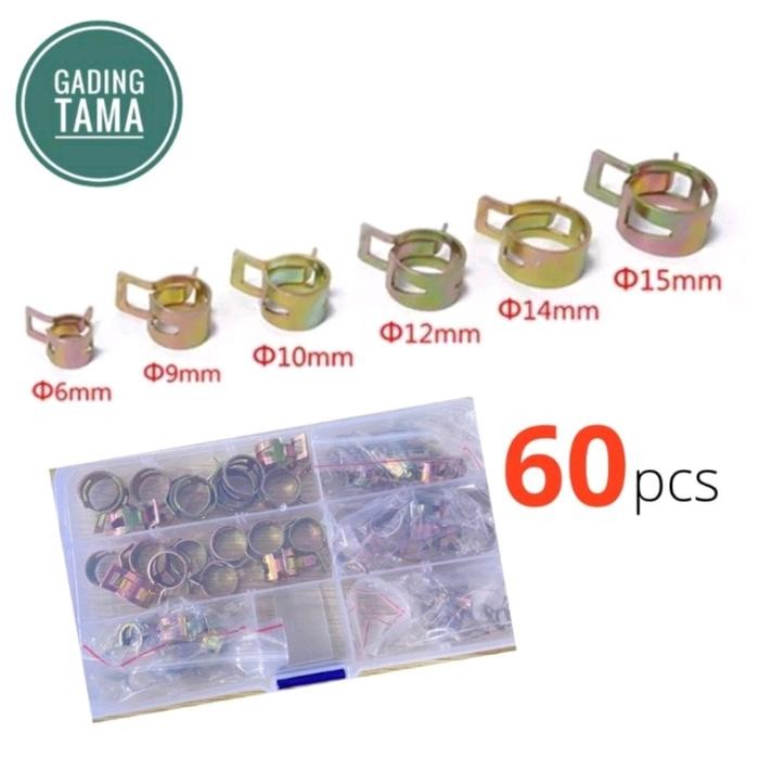 Jual Clamp Klem Selang Bensin Radiator Kompresor 60 pcs Ukuran 6mm~15mm ...