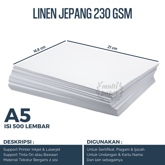 Jual Kertas Linen A5 230 gr isi 500 lembar / Kertas Linen Jepang 230 gr ...