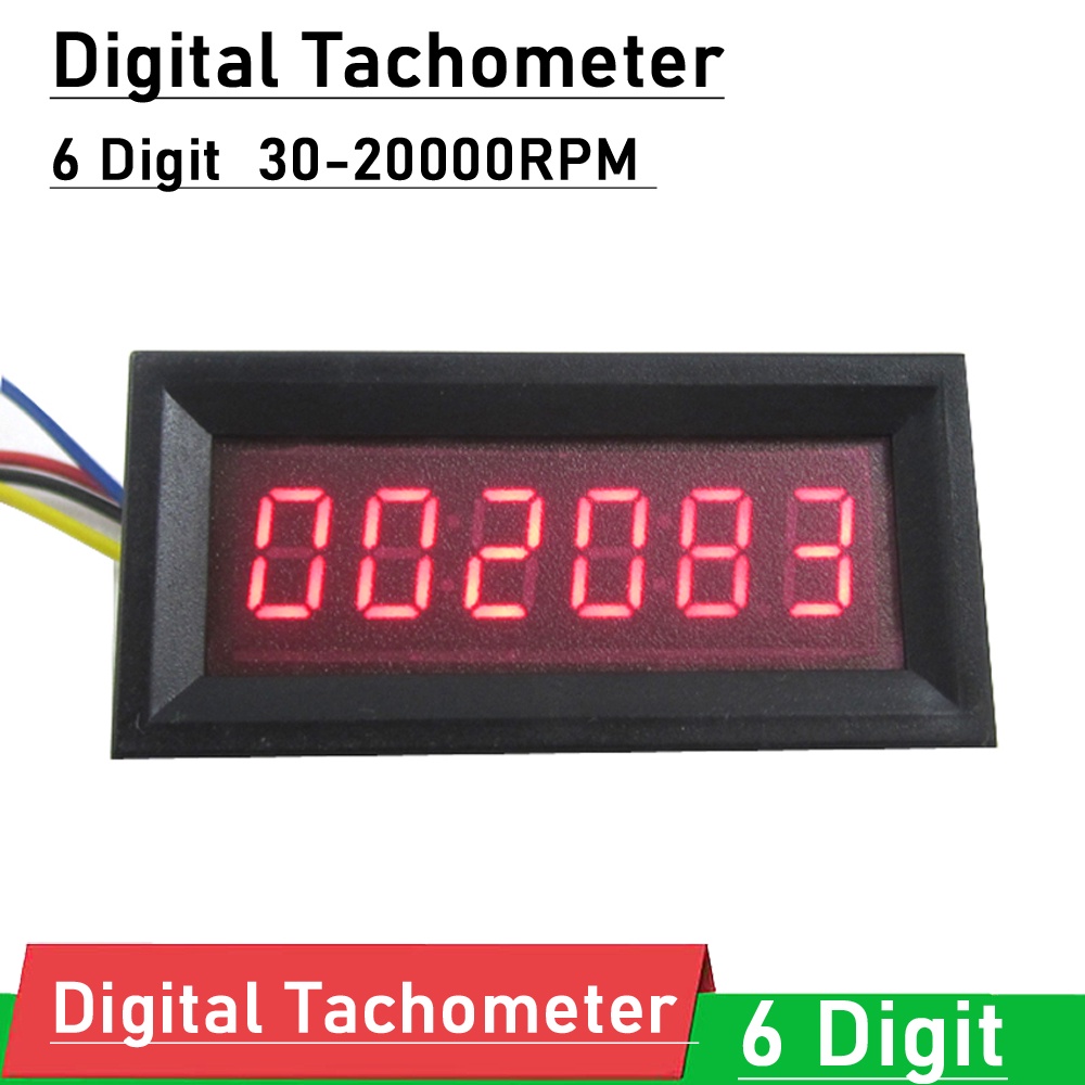 Jual PRF 6-digit Digital Tachometer Speed Measure Meter 30-20000RPM LED ...