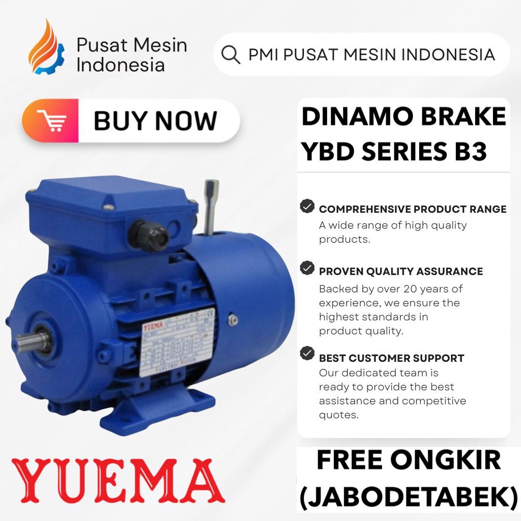 Jual BREAK DINAMO MOTOR YUEMA YBD 6P 1,1KW 1,5HP 3PHASE 380V B3/ BRAKE ...