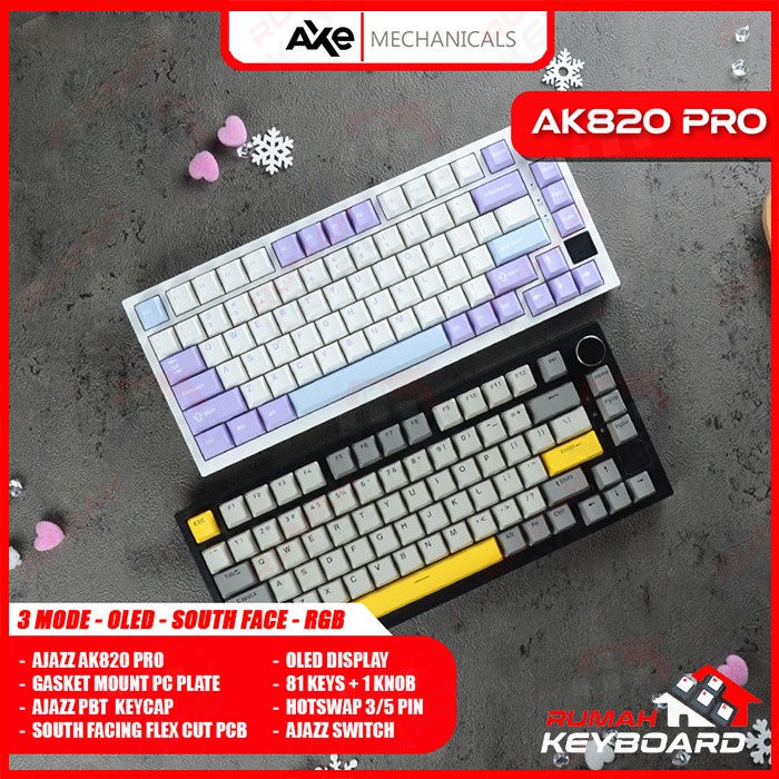 Jual MECHANICAL KEYBOARD - AJAZZ AK820 GTS PRO - 75% - OLED - GASKET - RGB | Shopee Indonesia