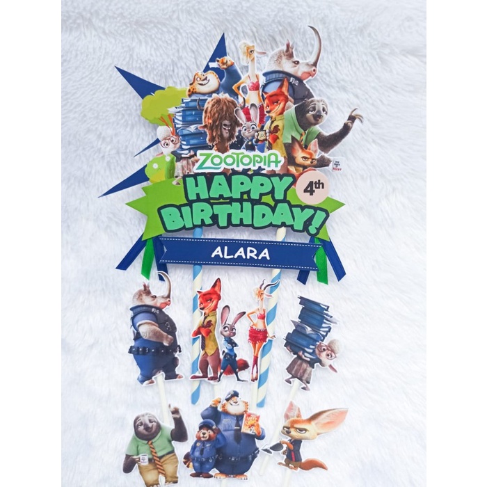 Jual Cake Topper Zootopia/Topper Kue Zootopia /Tusukan kue Disney ...