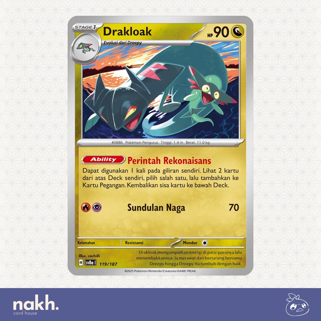 Jual Kartu Pokemon TCG Indonesia Festival Terastal ex sv8a 119/187 Drakloak | Shopee Indonesia