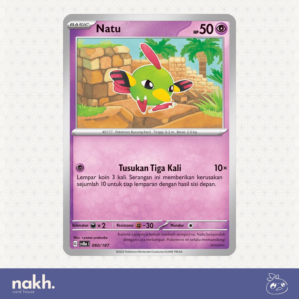 Jual Kartu Pokemon TCG Indonesia Festival Terastal ex sv8a 060/187 Natu | Shopee Indonesia