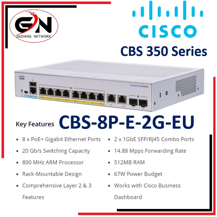 Jual CISCO Business Managed Swit POE CBS350-8P-E-2G-EU CBS350 Series ...